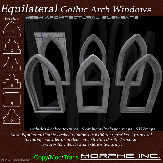 Second Life Marketplace - Moorish Gothic Arch windows package